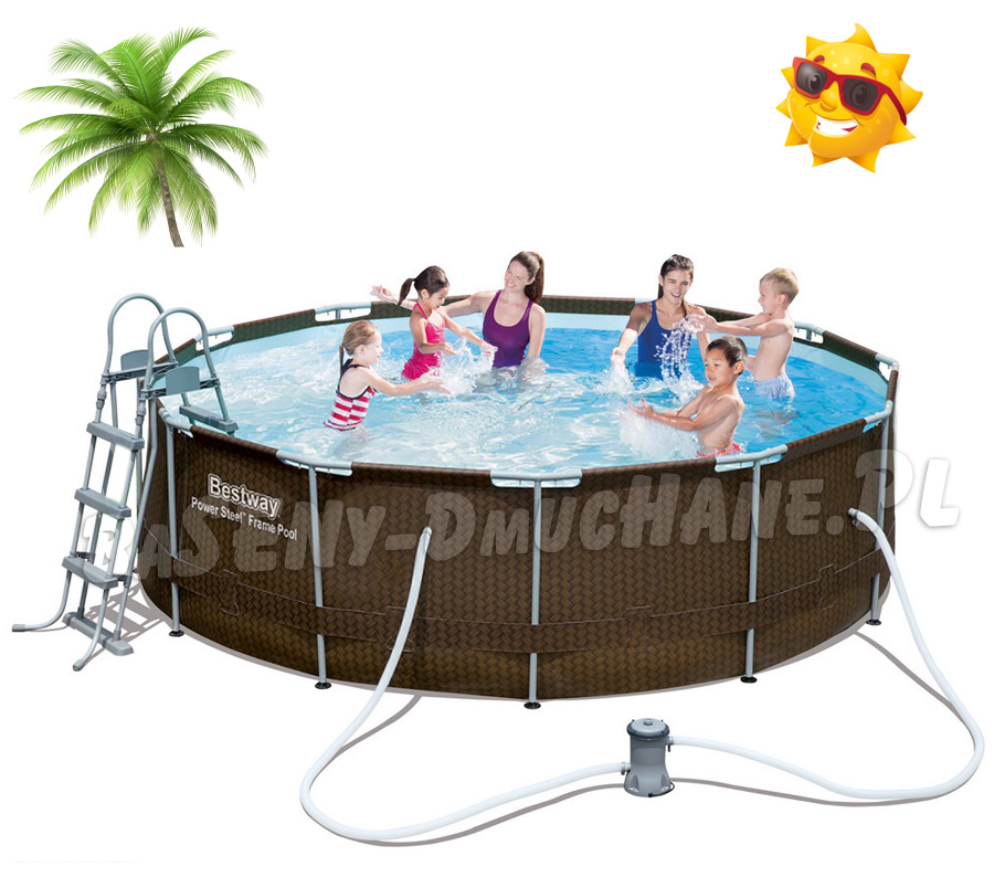 Basen Rattan ogrodowy na stelażu 366 x 100 cm 4w1 Bestway 56379 ...