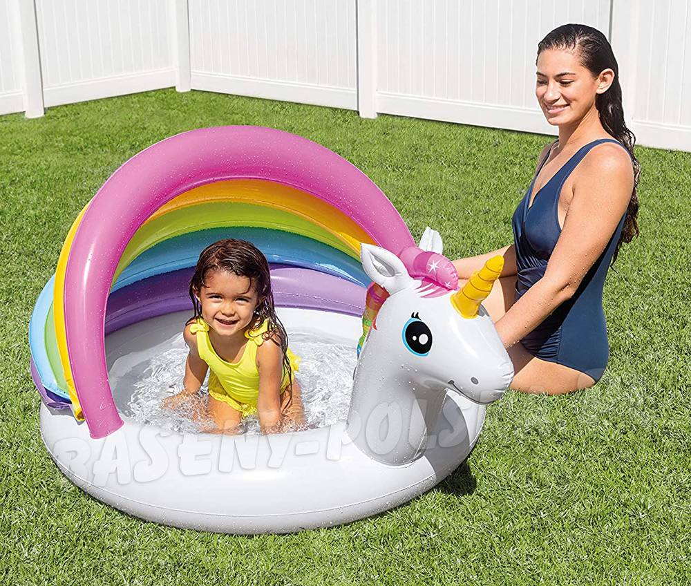 Basen dmuchany z daszkiem dla dzieci Jednorożec 57113 INTEX 127 x 102 x ...