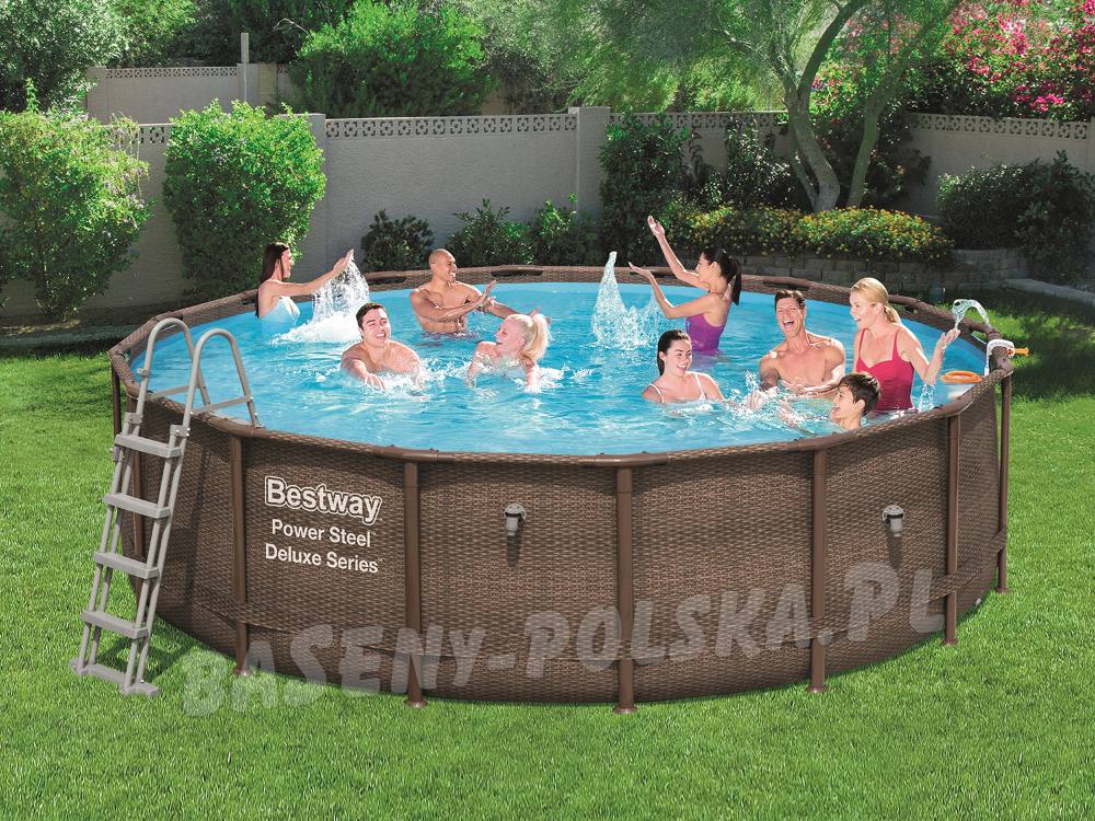 Basen ogrodowy stelażowy 17w1 Rattan Deluxe 488 x 122 Bestway 56666 ...