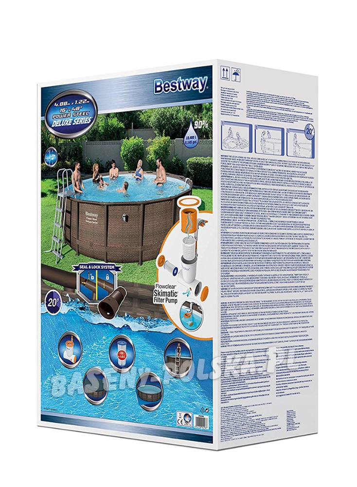 Basen ogrodowy stelażowy 17w1 Rattan Deluxe 488 x 122 Bestway 56666 ...