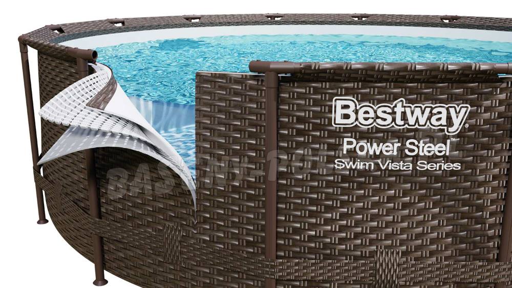 Basen ogrodowy stelażowy 17w1 Rattan Deluxe 488 x 122 Bestway 56666 ...