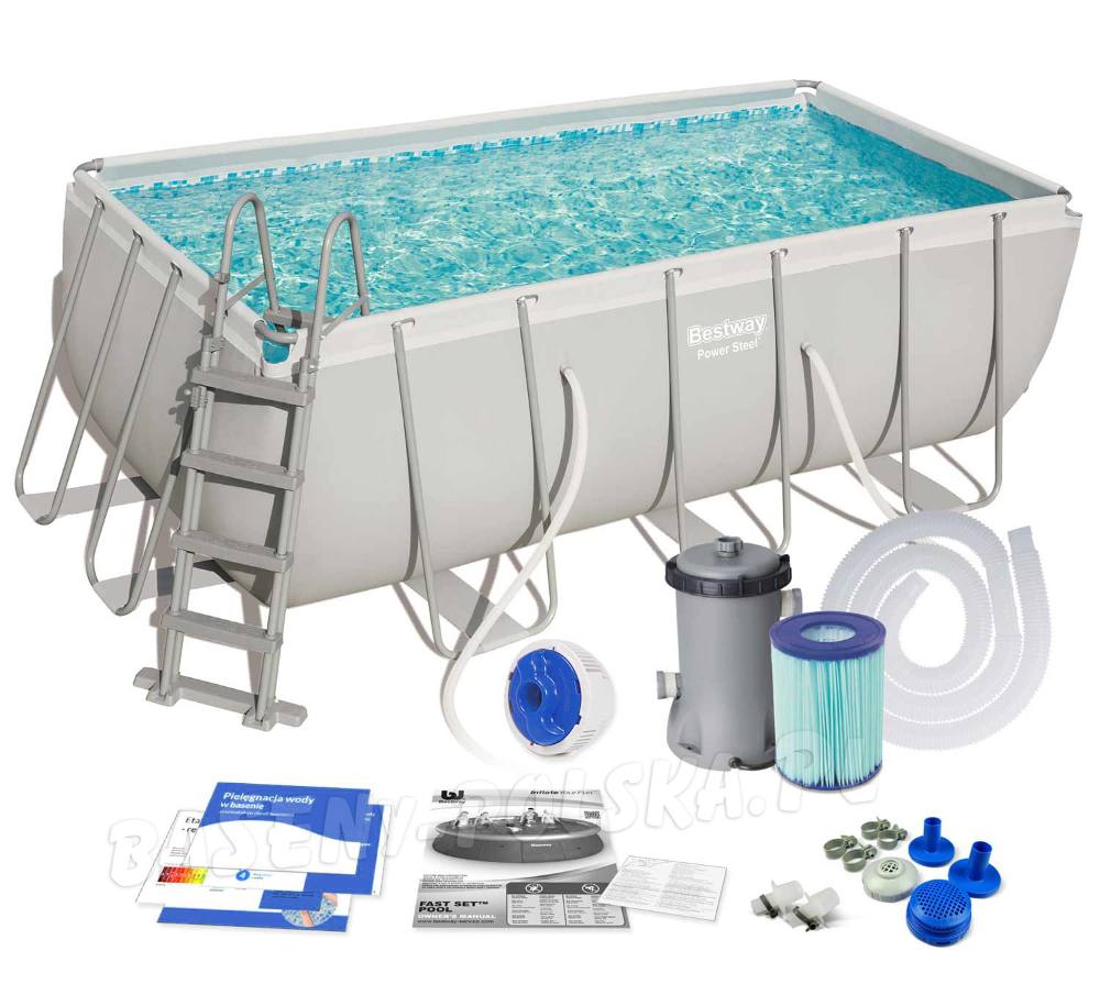 Basen ogrodowy stelażowy 412 x 201 x 122 cm 11w1 Bestway 56456 szary ...