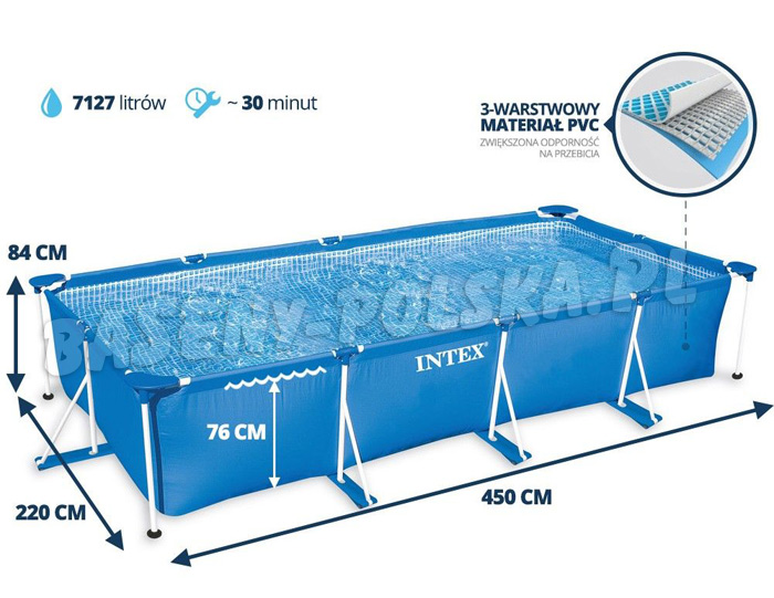 Basen ogrodowy stelażowy 450 x 220 x 84 cm INTEX 28273 - Baseny ...