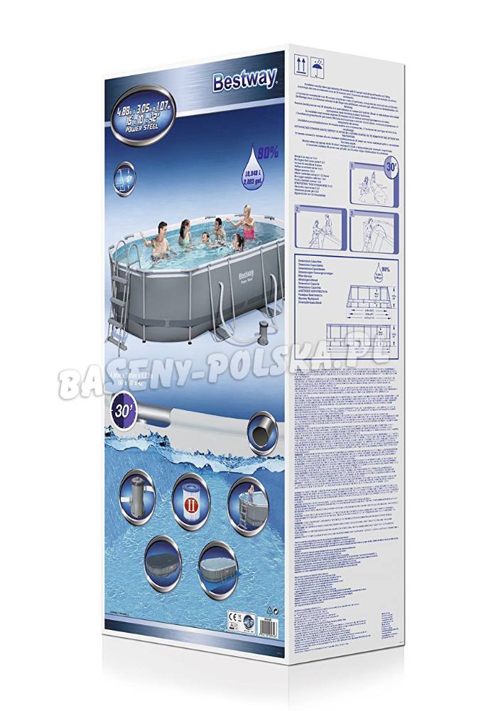 Basen ogrodowy stelażowy 488 x 305 x 107 cm owalny 7w1 Bestway 56448 - Baseny stelażowe dmuchane ...