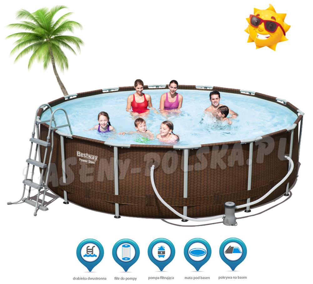 Basen ogrodowy stelażowy Rattan 427 x 107 x cm 6w1 Bestway - Baseny ...