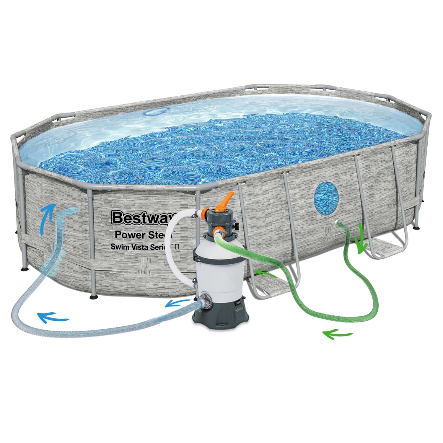 Basen ogrodowy z oknami 488 x 305 x 107cm 56946 szary rattan Bestway ...