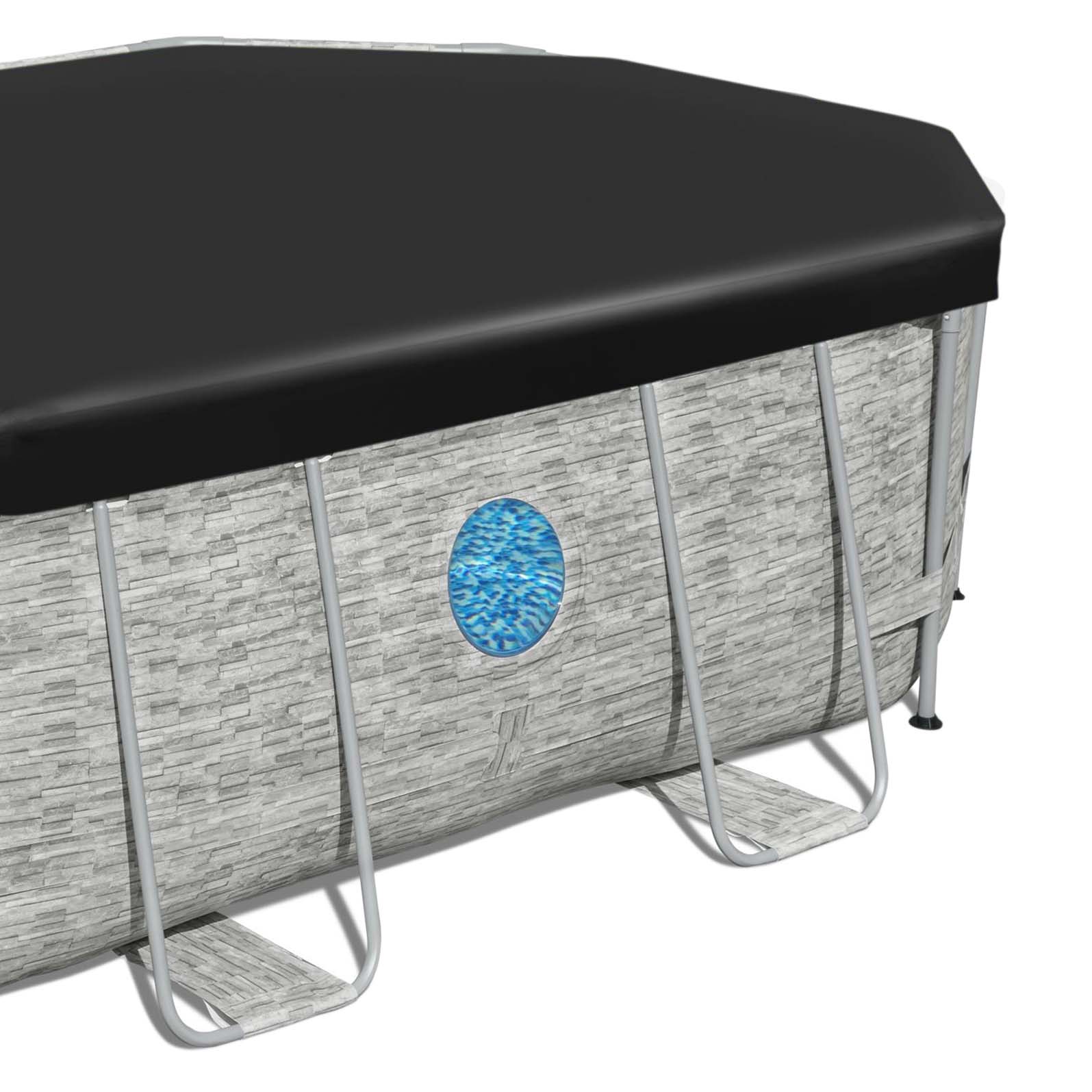 Basen ogrodowy z oknami 488 x 305 x 107cm 56946 szary rattan Bestway ...