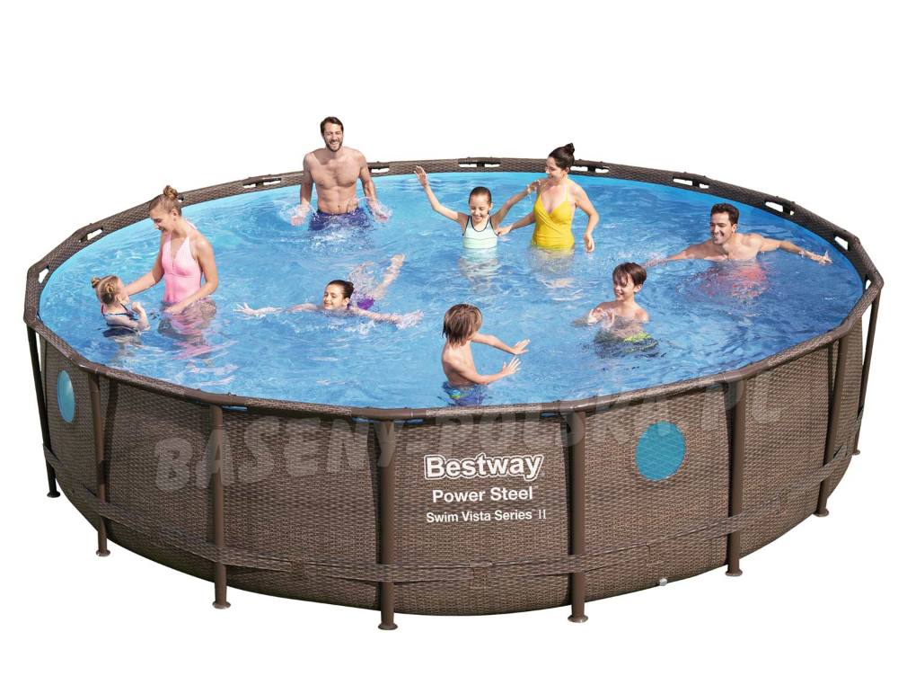 Basen ogrodowy z oknami stelażowy 18w1 Rattan 549 x 122 56977 Bestway ...