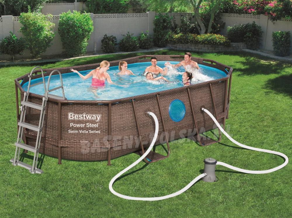 Basen owalny 427 x 250 x 100 cm z oknami rattan 18w1 Bestway 56714 ...