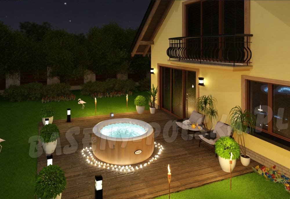 Dmuchane SPA Jacuzzi z hydromasażem 196 x 71 cm INTEX 28426 4-osobowe ...