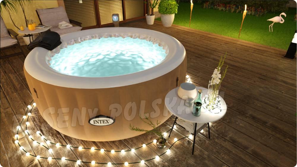Dmuchane SPA jacuzzi z masażem 2 pokrywy 196 x 71 cm INTEX 28476 ...