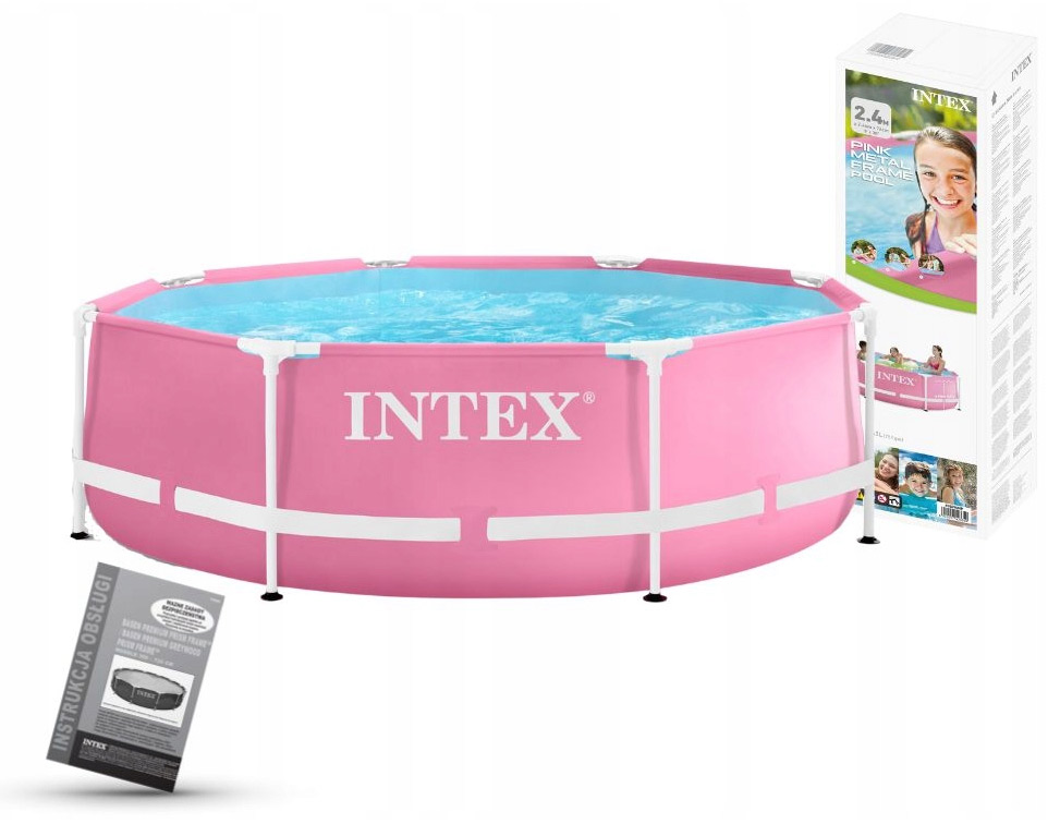 Różowy basen ogrodowy stelażowy 244 x 76 cm INTEX 28290 - Baseny ...