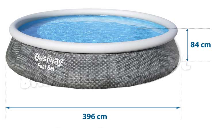 Szary basen rozporowy rattan ogrodowy 396 x 84 cm 16w1 Bestway 57376 ...